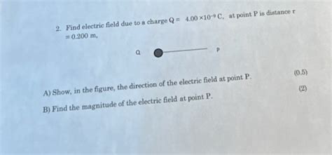 solved find electric field due to a charge q 4 00×10 9c ﻿at