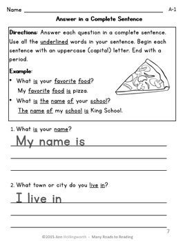 English Worksheets Writing Complete Sentences Practice Worksheets