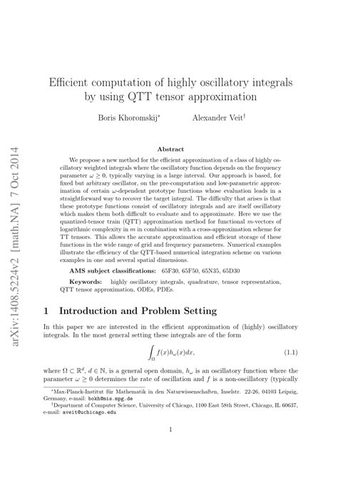 pdf efficient computation of highly oscillatory integrals by using qtt tensor approximation