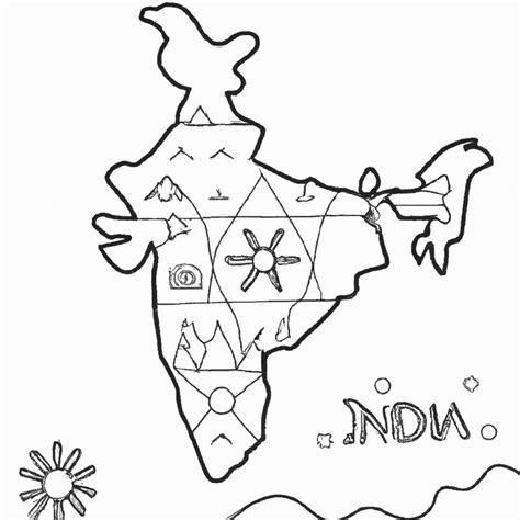 Mapa da Índia Desenhos para Colorir Grátis para Pintar