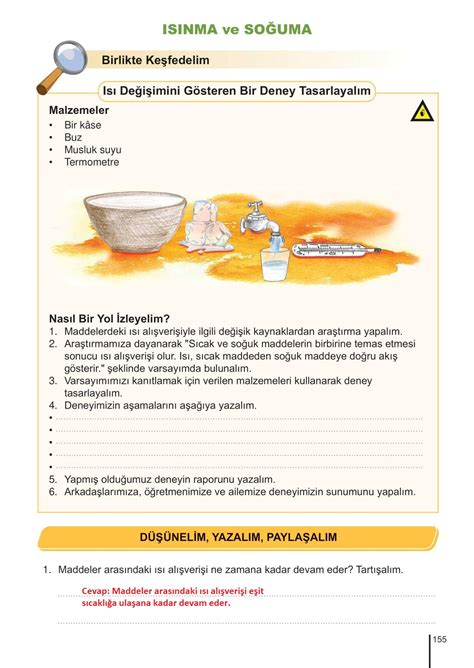 4 Sınıf Fen Bilimleri Meb Yayınları Sayfa 155 Cevapları