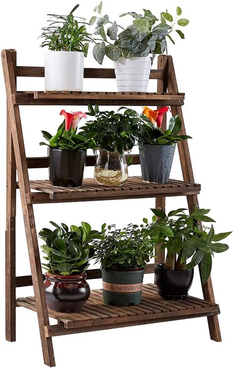 Amazon RHF Wood 3 Tier Plant Stand Free Standing Foldable Plant