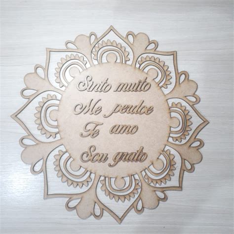 Mandala Ho Oponopono 30cm Mdf Cru Sinto Muito Me Perdoe Te Amo Sou