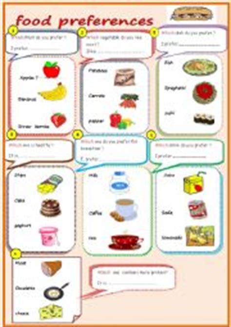 Food Preferences Esl Worksheet By Wissal