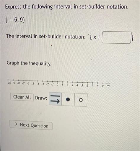 solved express the following interval in set builder