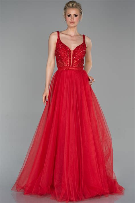 Robe de Soirée Longue Rouge ABU1636 Abiyefon