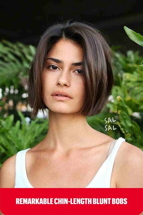Lived In Chin Length Blunt Bob Cut With Brown Balayage Line Bob Haircut