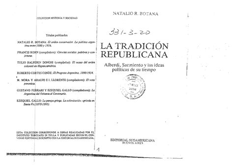 Botana Natalio La Tradicion Republicana Historia Argentina Studocu