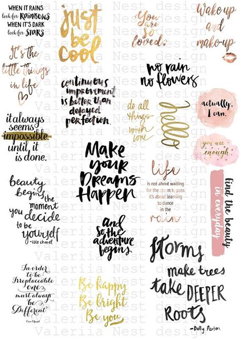 Printable Planner Text Stickers Quotes Stickers Stickers For