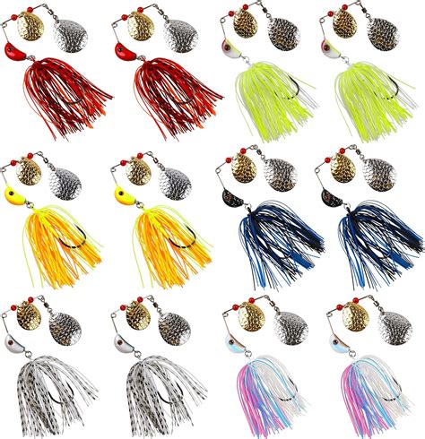 Orootl Spinnerbait Bass Fishing Lures Kit Spinning Fishing Lures