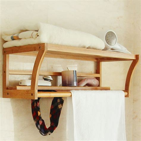 Bamboo Bathroom Shelf Towel Rack Semis Online