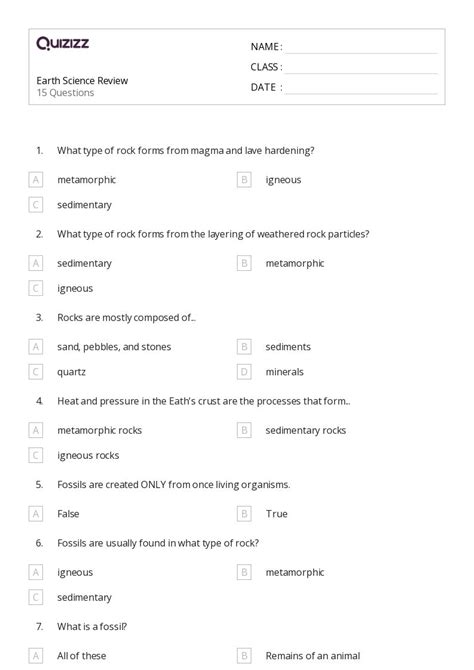 50 Earth Space Science Worksheets For 6th Class On Quizizz Free
