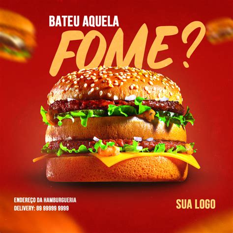 Post Social Media PSD Editável Hamburgueria Comida download Designi