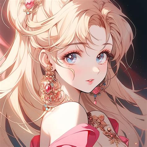 Premium Ai Image Anime Girl With Long Blonde Hair And Blue Eyes Wearing A Pink Dress Generative Ai