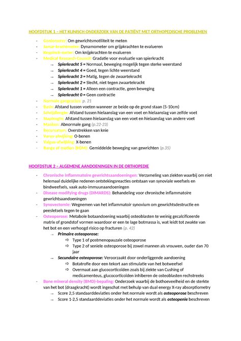 Begrippenlijst Samenvatting Basis Biomechanica En Anatomie Van Het