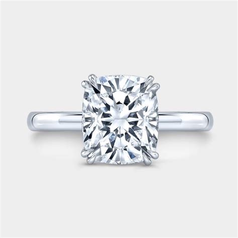 By Bonnie Jewelry Cushion Cut Double Prong Hidden Halo Solitaire