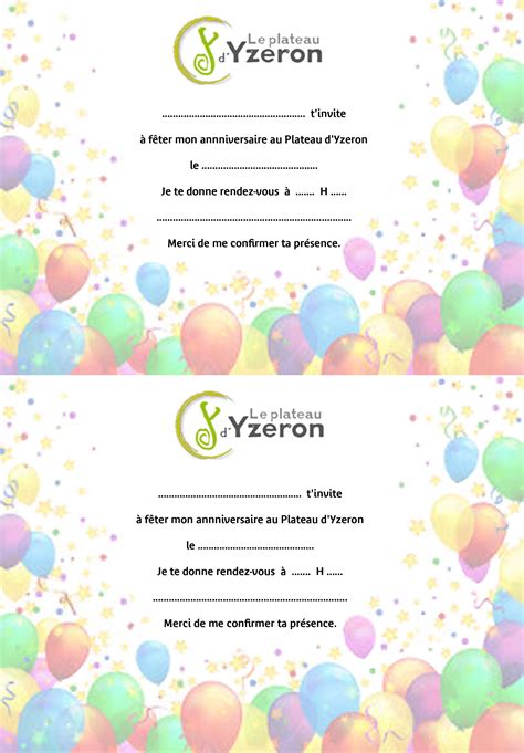 Modele De Carte D Invitation Anniversaire A Imprimer Gratuit