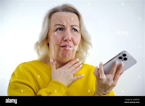 Sore Throat Vocal Cords Tense Woman Cant Speak She Sticks Out Tongue Looks Up Wrinkled Hand
