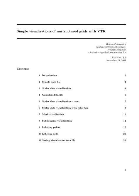 pdf simple visualizations of unstructured grids with vtk