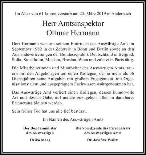 Traueranzeigen Von Ottmar Hermann Rz Trauer De