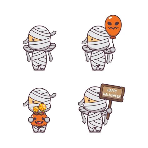 Premium Vector Cute Mummy Halloween Cartoon Illustration Cute