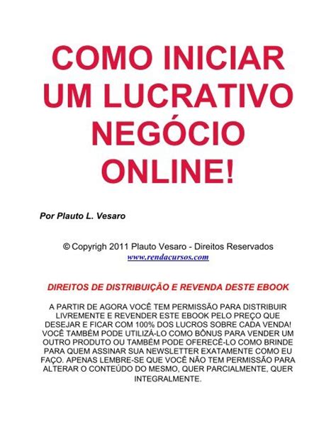 COMO INICIAR UM LUCRATIVO NEGÓCIO ONLINE