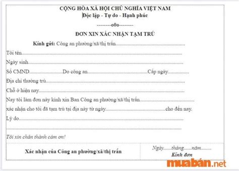 Đơn xin xác nhận tạm trú chuẩn nhất 2023 cho mọi đối tượng
