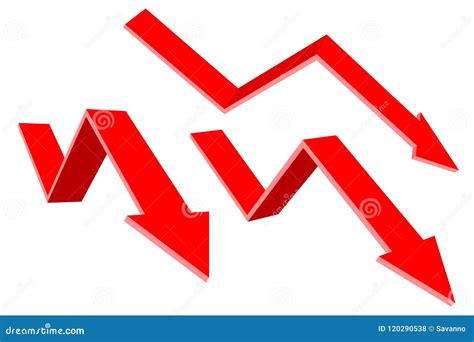 Red Financial Down Moving Arrows Falling Trend Stock Vector