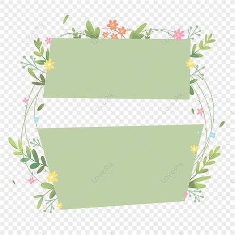 Wrapped Flower Vine Border Text Box Frame Green Cartoon Green