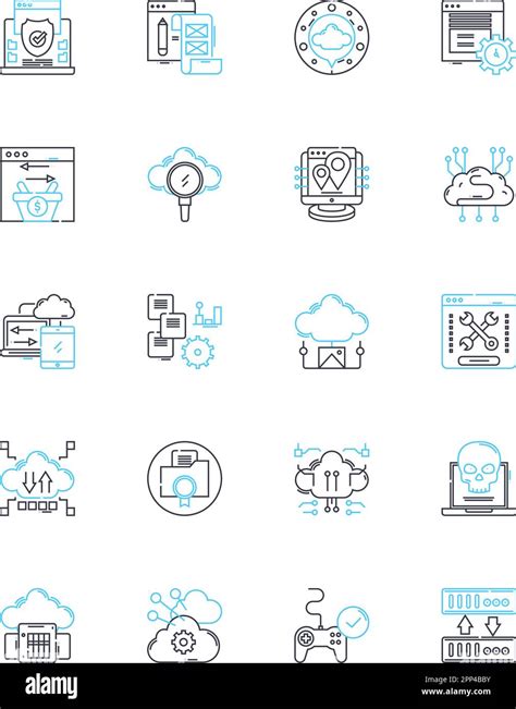 Digital Transformation Linear Icons Set Innovation Disruption