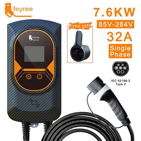 Feyree cargador EV tipo 2 para vehículo eléctrico adaptador de