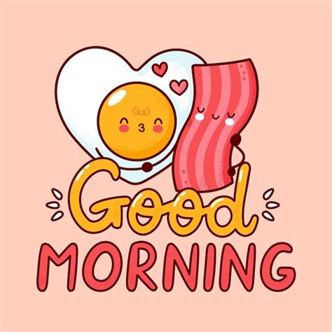 Lindo Huevo Frito Feliz Y Tocino Icono De Personaje Kawaii De Dibujos
