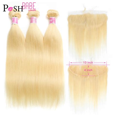 613 Bundle With Frontal Honey Blonde Colored 134 Lace Frontal With