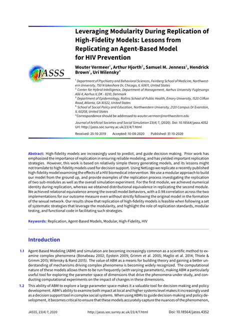 pdf leveraging modularity during replication of high fidelity models lessons from replicating