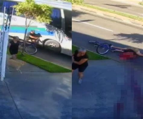Notícias IMAGENS FORTES Ciclista tem cabeça esmagada após ser