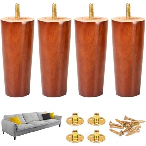 Lot de 4 pieds de meubles en bois massif de 15 2 cm pour canapé banc