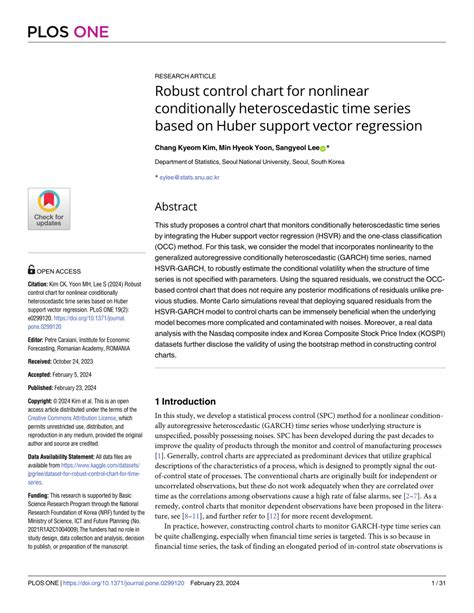pdf robust control chart for nonlinear conditionally heteroscedastic time series based on