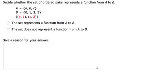 solved decide whether the set of ordered pairs represents a