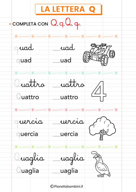 Schede Sulla Lettera Q Per La Classe Prima Pianetabambini It