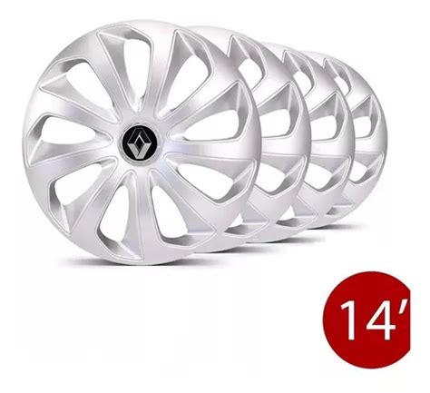 Jogo 4 Calota Velox Aro 14 Prata Renault Logan Sandero Parcelamento