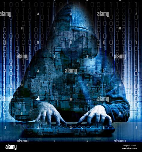 Hacker Typing Code On A Keyboard Cybercrime And Dark Web Concept Stock