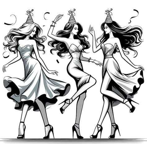 Premium Photo Vector A Drawing Of Women With Long Hair And A Dress On