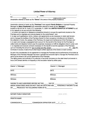 Fillable Online POWER OF ATTORNEY PMS3 Metrofla Fax Email Print