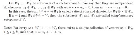 solved let w1 wk be subspaces of a vector space v we