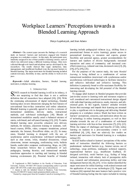pdf workplace learners perceptions towards a blended learning approach dennis york