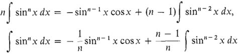 Elementary Calculus Reduction Formulas Sine And Cosine