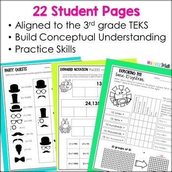 3rd Grade Place Value TEKS Printables Worksheets By Marvel Math