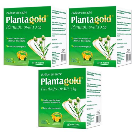 Planta gold plantago ovata psyllium em 10 sachês Arte Nativa kit 3