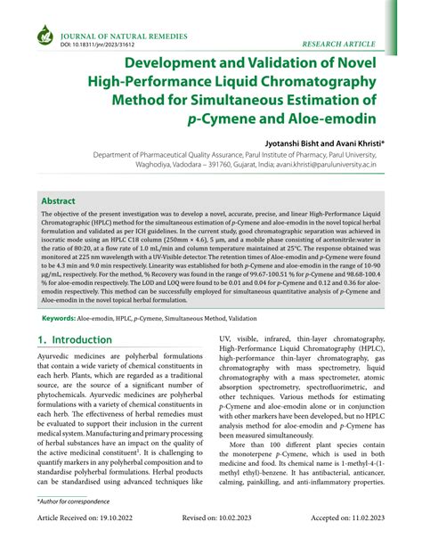 pdf development and validation of novel high performance liquid chromatography method for