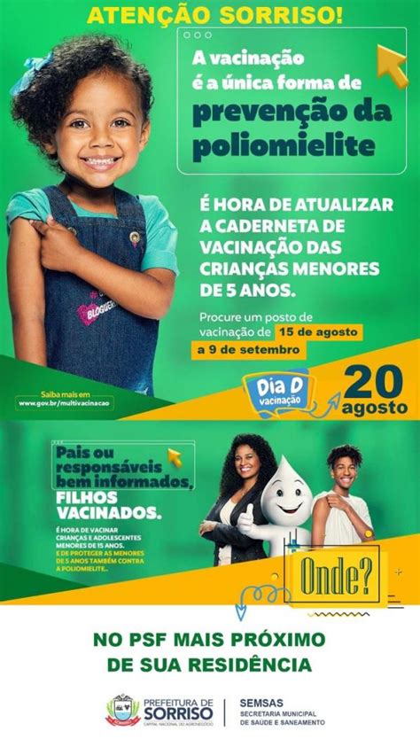 Campanha contra a pólio e de multivacinação terão início no d